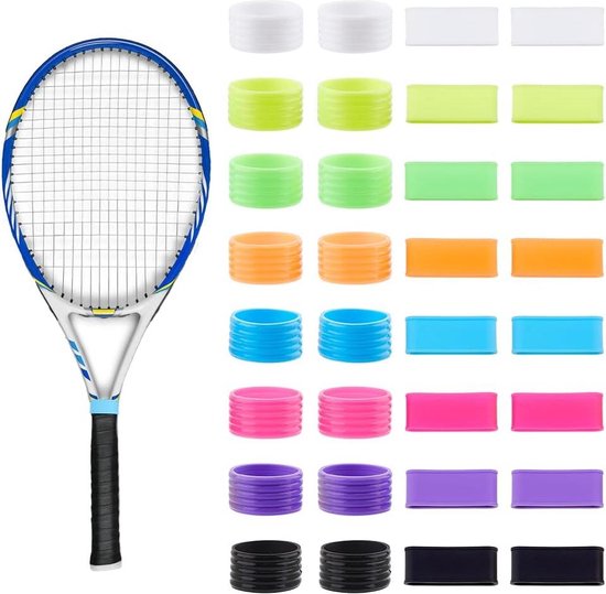 32-Stuks 7-Kleuren Siliconen Tennis Racket Ringen - Pickleball Grip ...