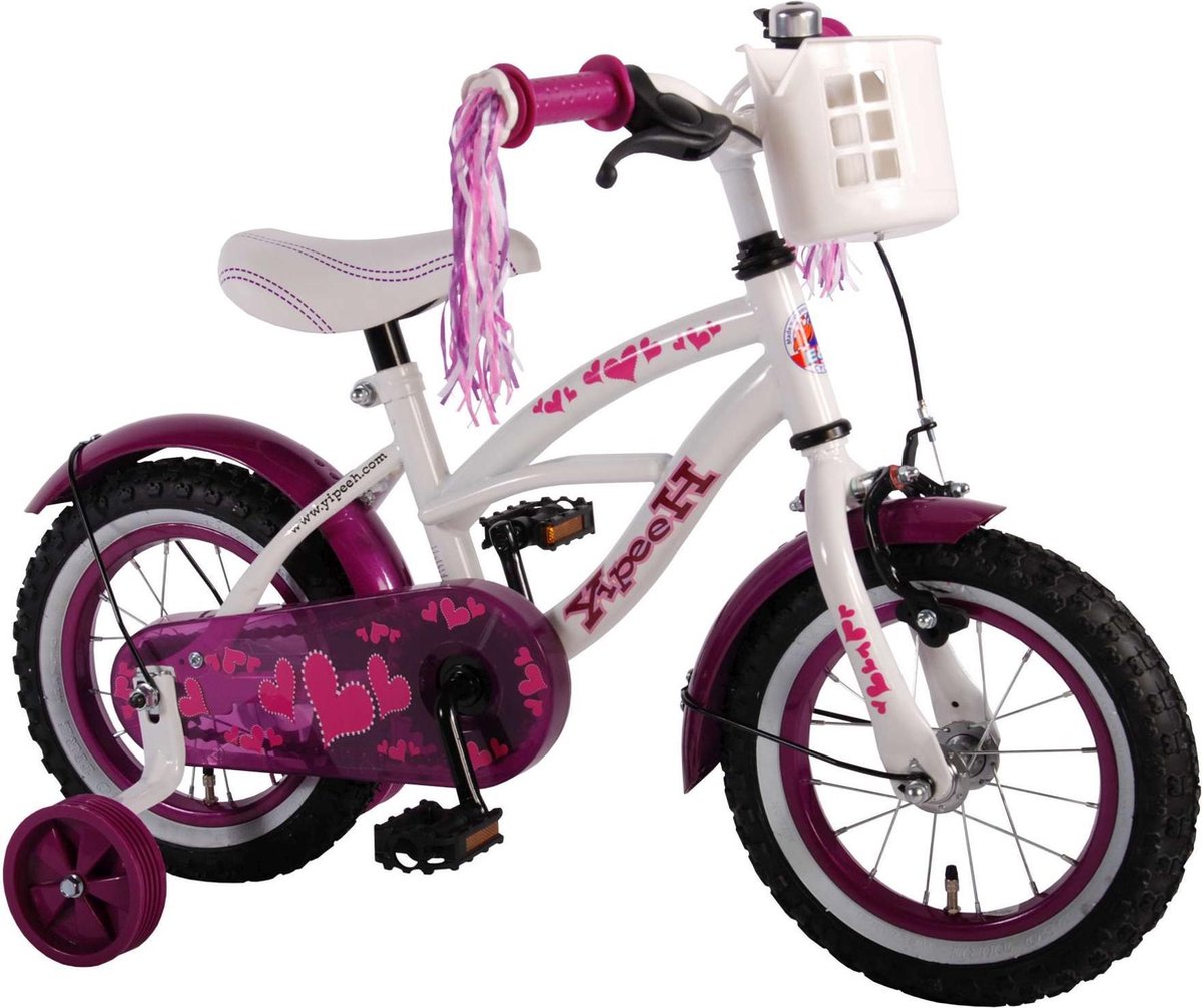 Volare Heart Cruiser Kinderfiets - Meisjes - 12 inch - Wit Paars | bol.com