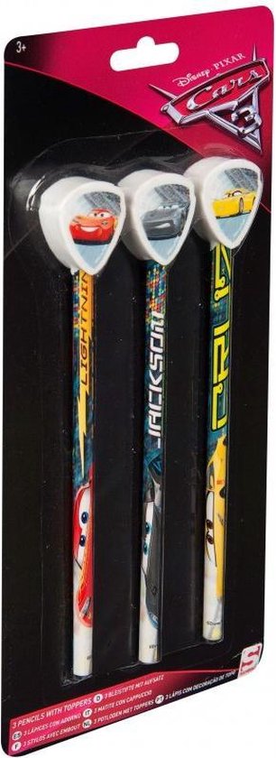 Cars 3 potloden met gum - Multicolor - Set van 3 | bol