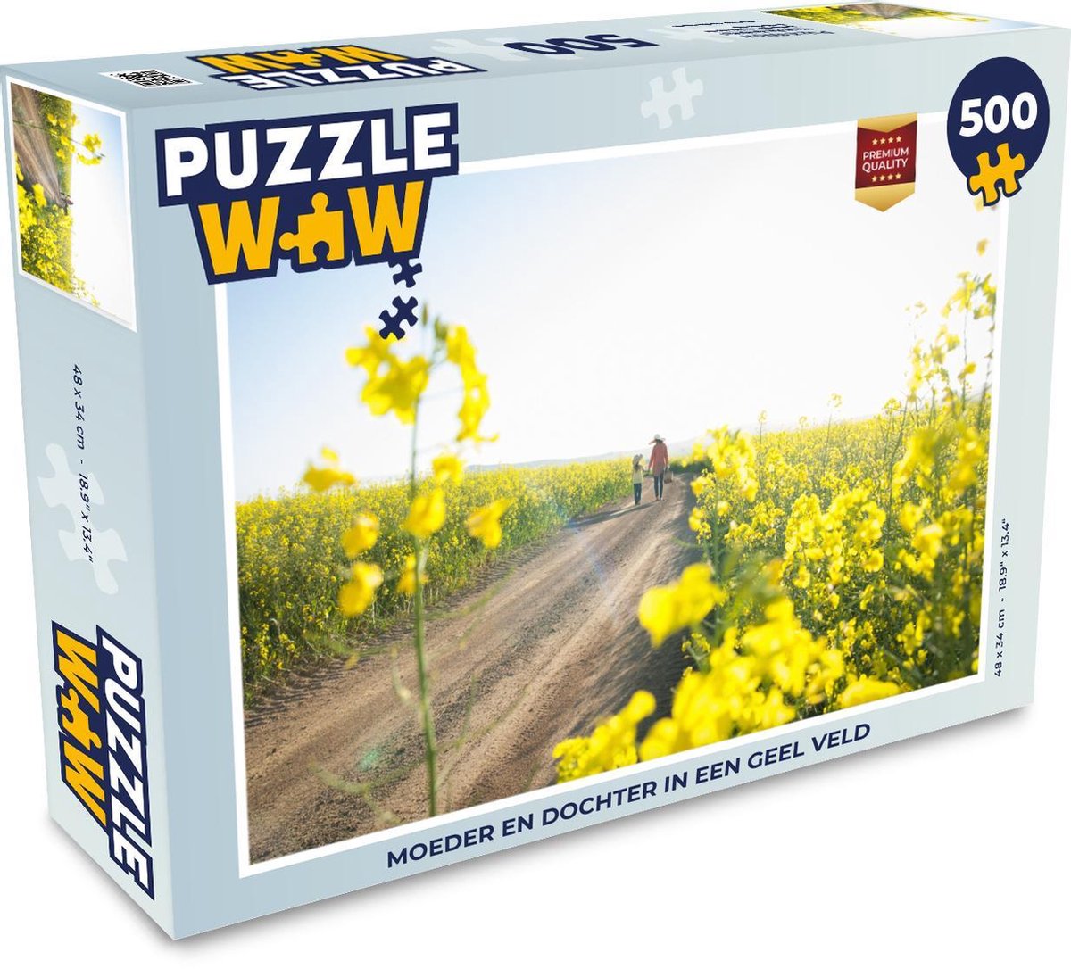 Puzzle Champ jaune 500 pièces - Mère et fille dans un champ jaune | bol.com