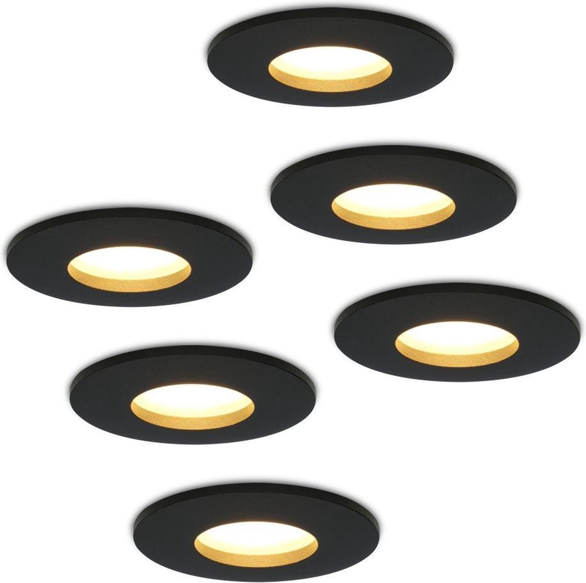 Hoftronic Lot de 6 spots encastrables LED dimmables Porto avec spot 5 Watt IP44 Noir | bol.com