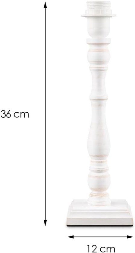 Houten Tafellamp Voet Modern Vintage Wit - E27 Fitting - Geschikt voor ...