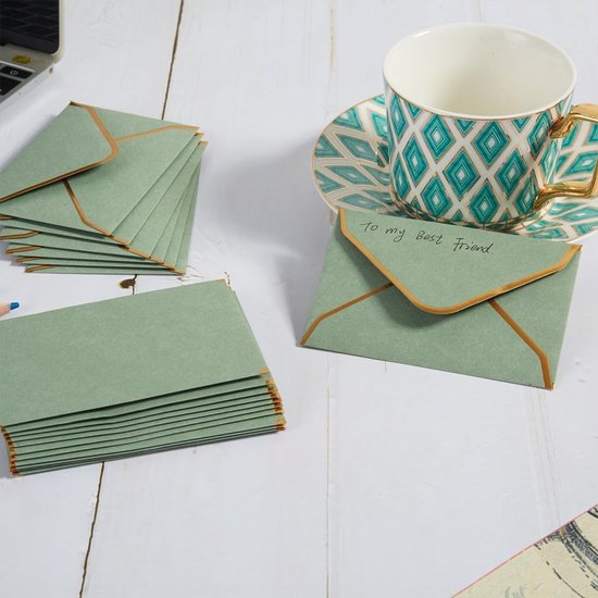 100 Stuks Mini Enveloppen met Gouden Rand - Kleine Kaartformaten voor ...