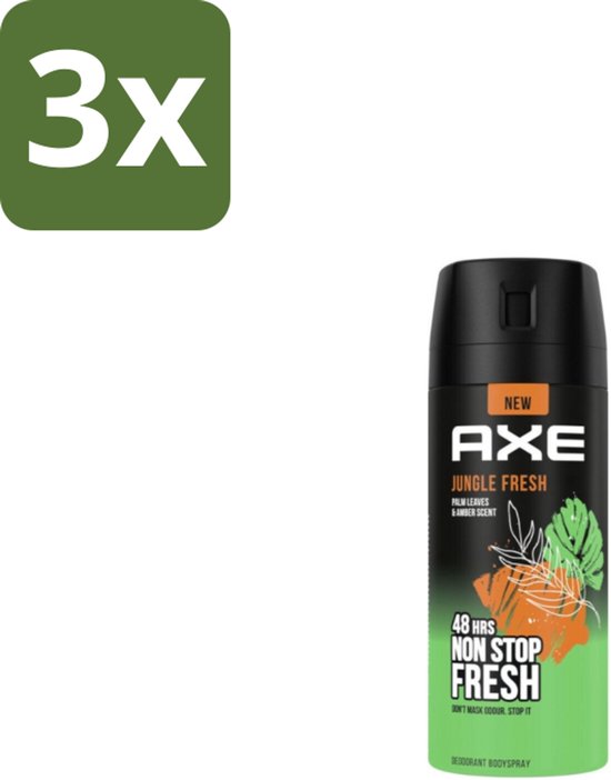 Axe Deodorant Bodyspray Jungle Fresh 150 ml - Bulkverpakking - 3 stuks ...