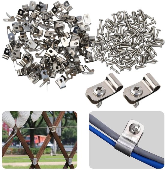 Wire Clips - 100 Pieces - Stainless Steel Cable Clips - Fence ...