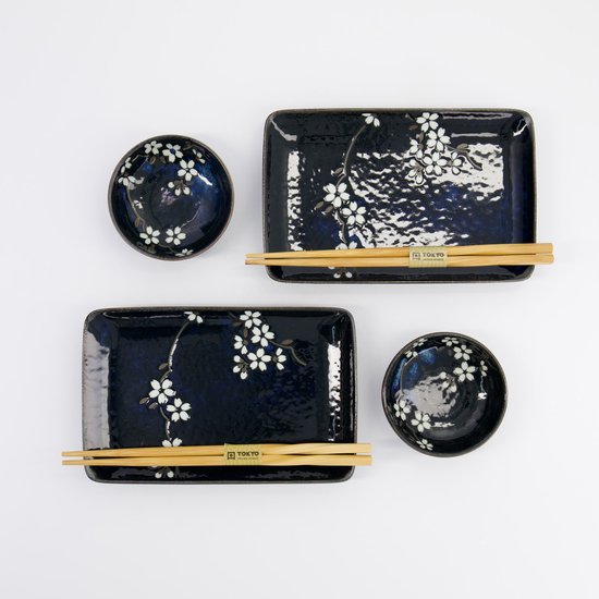 Tokyo Design Studio – Cobalt Blue Sakura – 6-delige Sushi Cadeauset ...