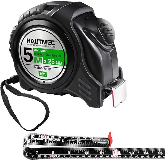 16 Ft (5m) Easy to Read Heavy Duty Tape Measure with Nylon-Coated Blade ...
