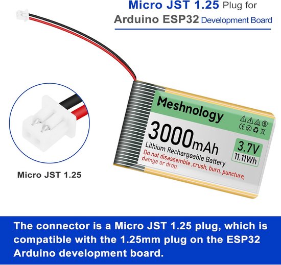 Uitgebreide ESP32 LoRa Module met 3000 mAh Batterij en SX1262 voor ...