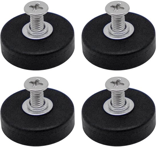 4x Neodymium Magneten met Rubberen Coating en M4 Schroefdraad - Sterke ...