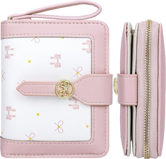 Mini Portemonnee voor Dames met Knopen - Compact Roze Model met ...