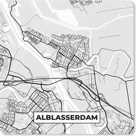 Muismat - Plattegrond - Alblasserdam - Kaart - Stadskaart - 20x20 cm ...