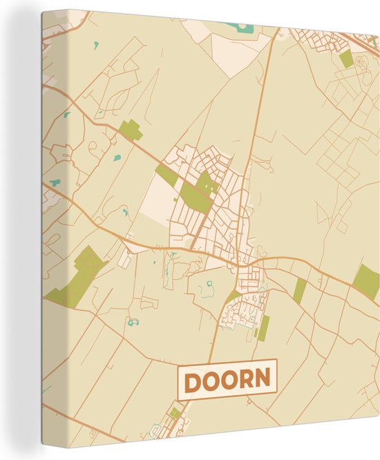 Canvas Schilderij Stadskaart - Doorn - Plattegrond - Kaart - 90x90 cm ...