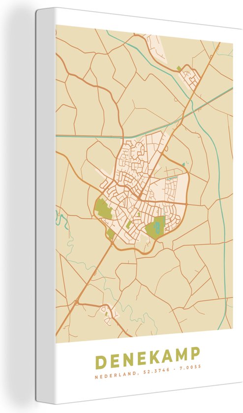 Canvas Schilderij Denekamp - Plattegrond - Stadskaart - Kaart - 90x140 ...