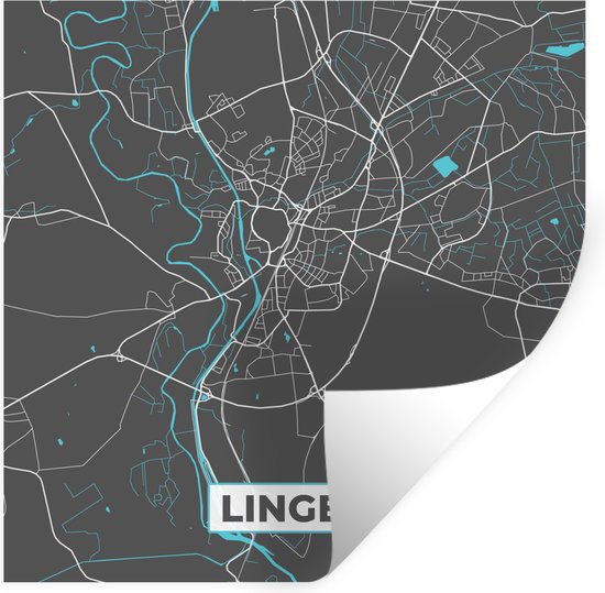 Muurstickers - Plattegrond – Lingen – Blauw – Stadskaart – Kaart ...