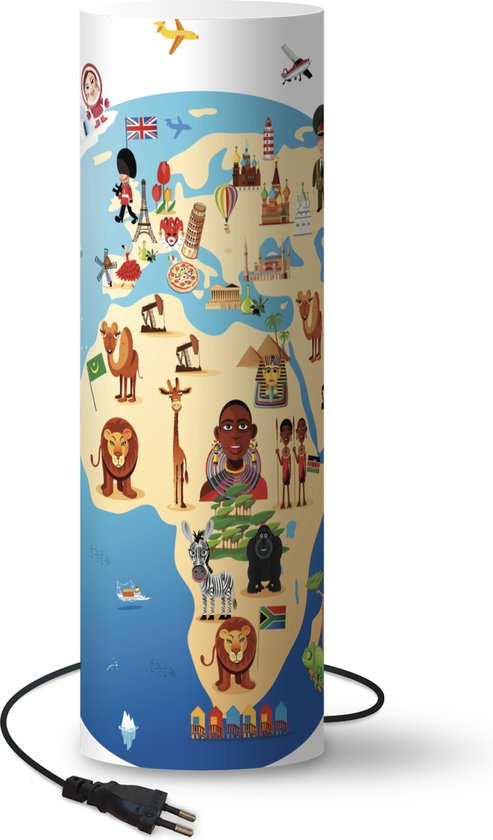 Lamp Cartoon map Wereld - cartoonillustratie van ronde kaart van wereld ...