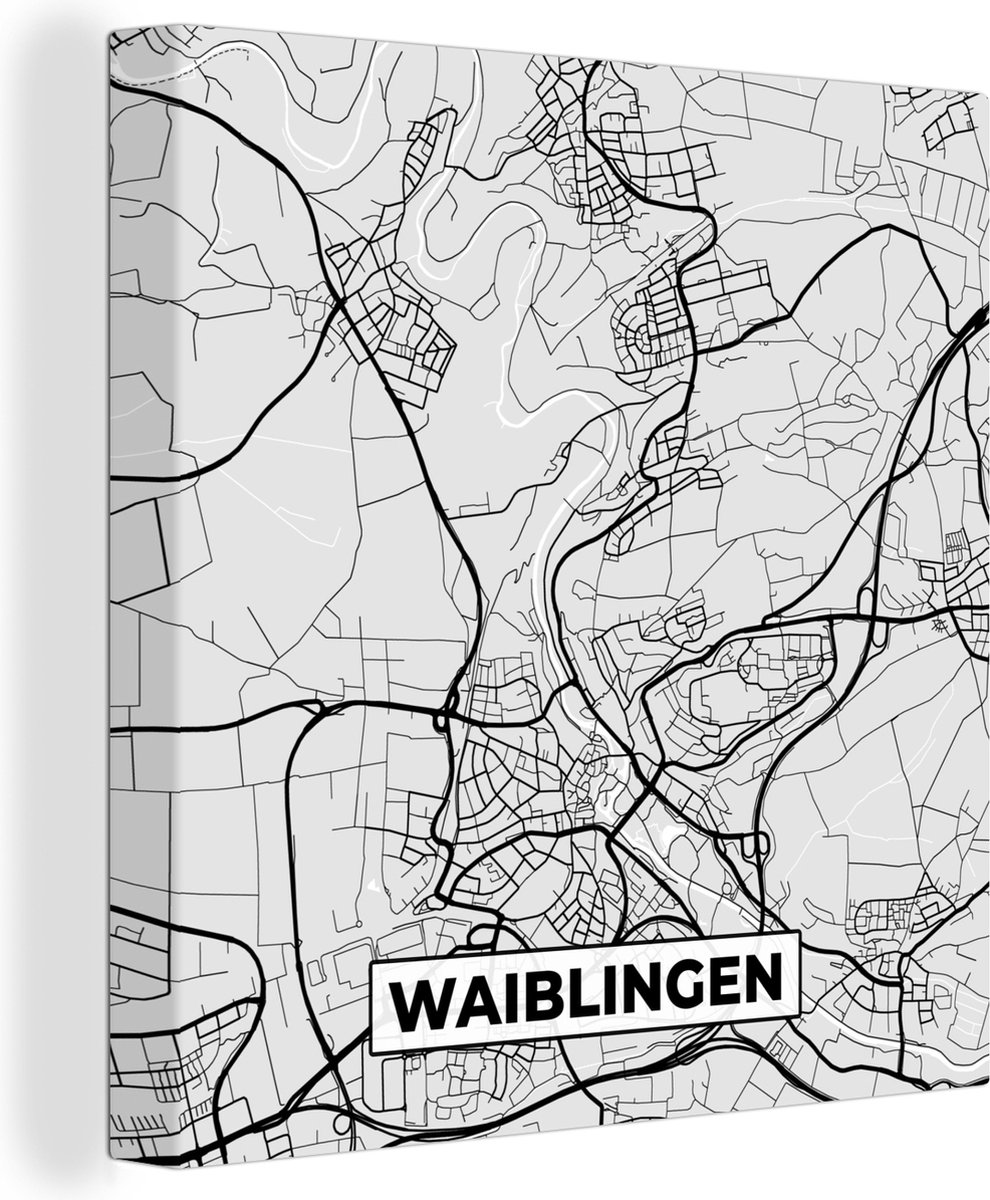 Carte de peinture sur toile - Waiblingen - Allemagne - Plan de la ville ...