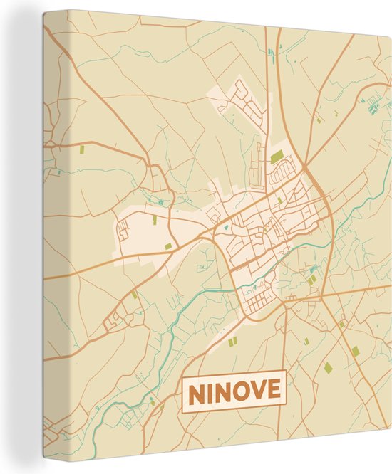 Canvas Schilderij Ninove - Kaart - België - Stadskaart - Plattegrond ...