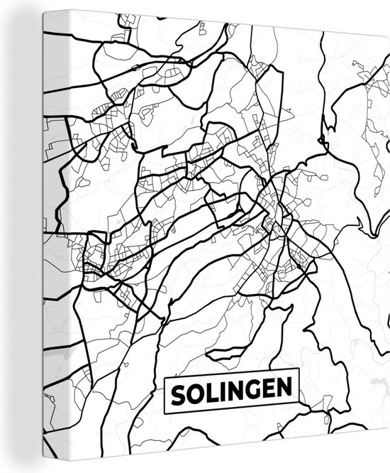 Canvas Schilderij Solingen - Plattegrond - Kaart - Stadskaart - 90x90 ...