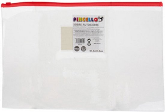 ziplock-map A4 35,5 x 24 cm transparant/rood | bol