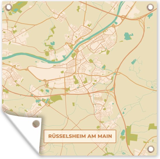 Tuin poster Plattegrond - Rüsselsheim am Main - Kaart - Vintage ...