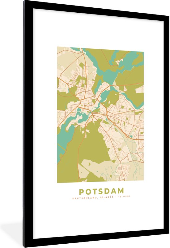 Fotolijst incl. Poster - Plattegrond - Potsdam - Kaart - Vintage ...