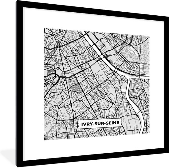 Fotolijst incl. Poster - Plattegrond - Ivry-sur-Seine - Stadskaart ...