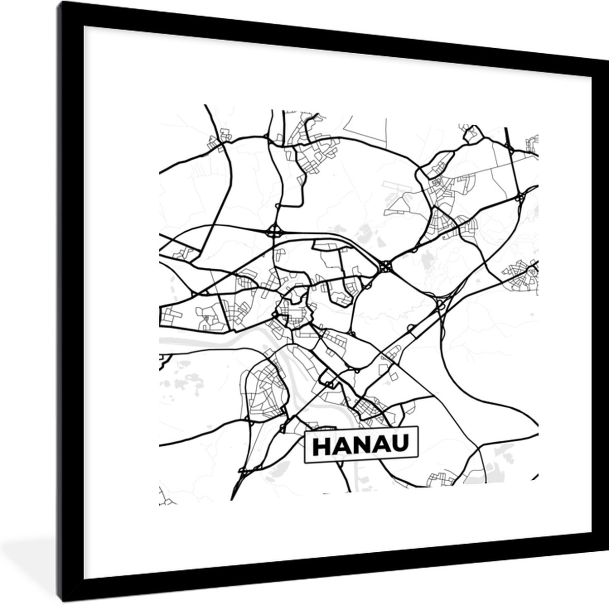 Fotolijst incl. Poster - Plattegrond - Hanau - Stadskaart - Kaart ...