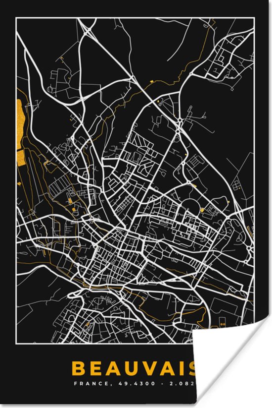 Poster Kaart – Stadskaart – Beauvais - Frankrijk – Plattegrond ...