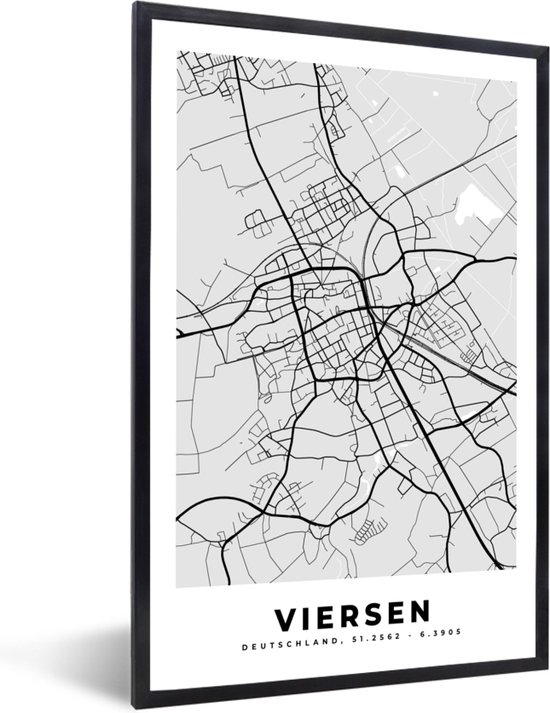 Fotolijst incl. Poster - Plattegrond - Duitsland - Viersen - Stadskaart ...