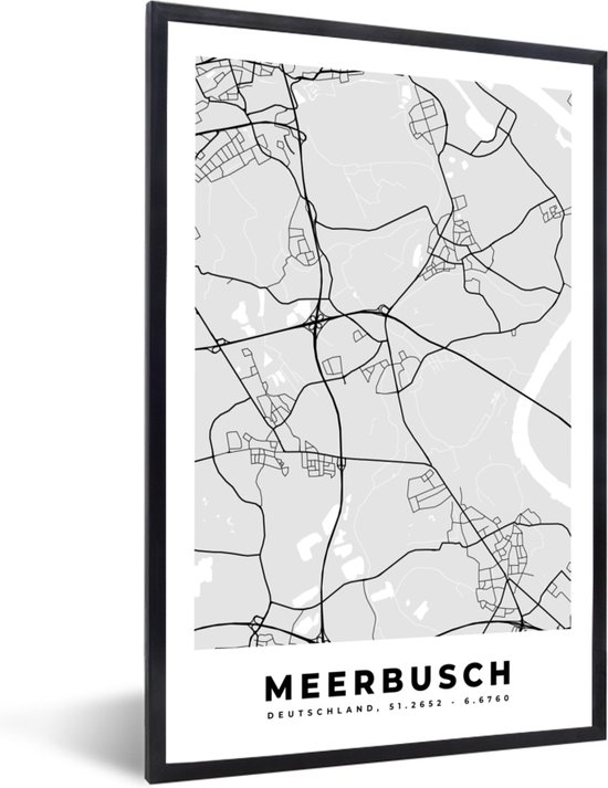 Fotolijst incl. Poster - Stadskaart - Meerbusch - Kaart - Duitsland ...