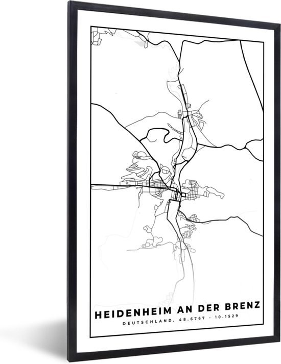 Fotolijst incl. Poster - Heidenheim an der Brenz - Plattegrond - Kaart ...