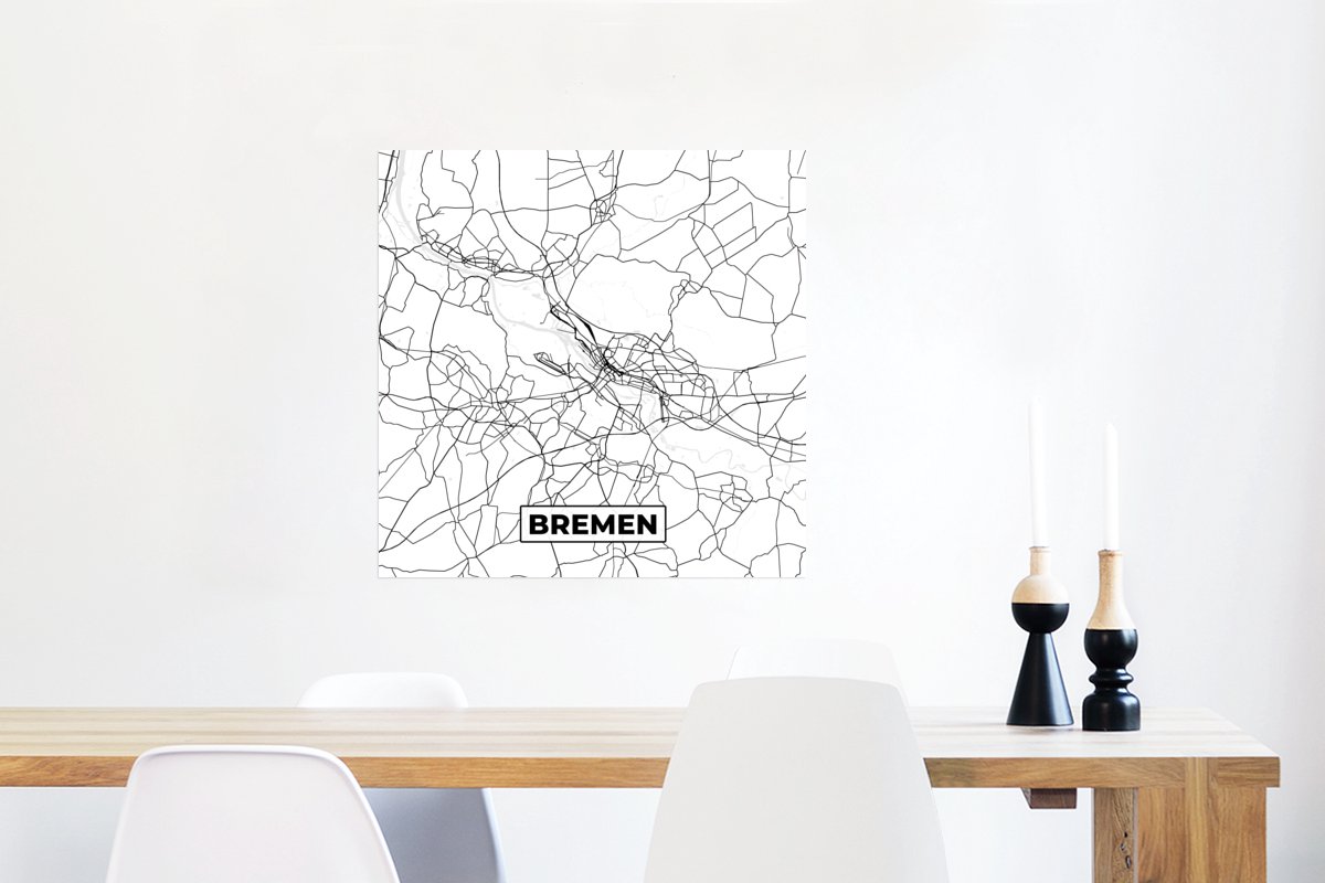 Poster Kaart - Bremen - Stadskaart - Plattegrond - 50x50 cm | bol.com