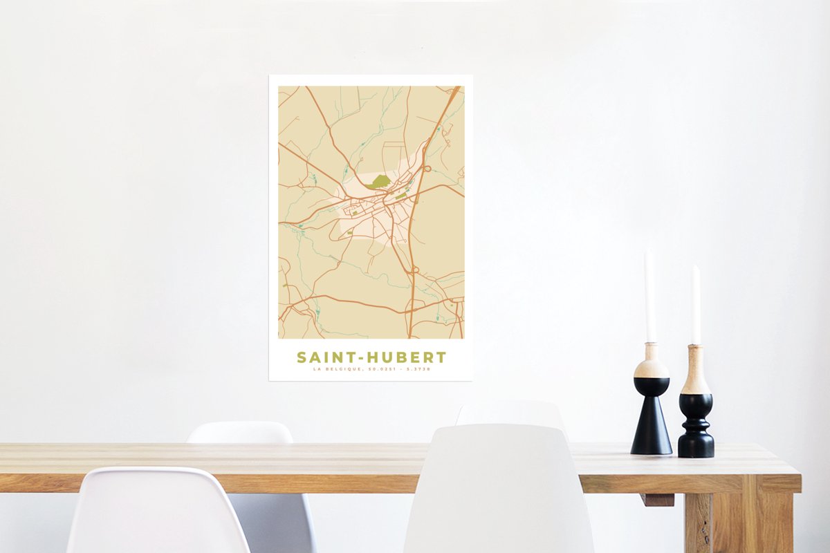 Poster Kaart - Saint-Hubert - België - Plattegrond - Stadskaart - 60x90 ...