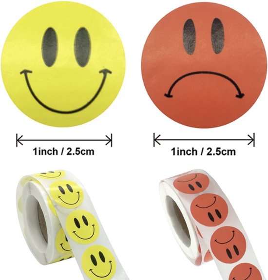 500 Stickers Smiley Op Een Rol - 2,5cm - Stickers Smiley - Label Smiley ...