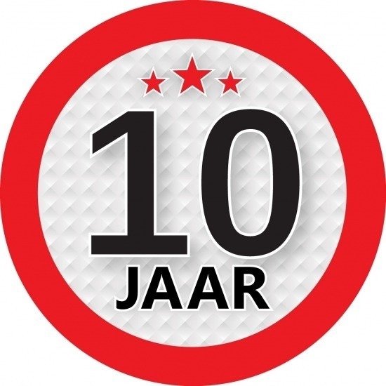 5x 10 Jaar leeftijd stickers rond 9 cm - 10 jaar verjaardag/jubileum versiering | bol