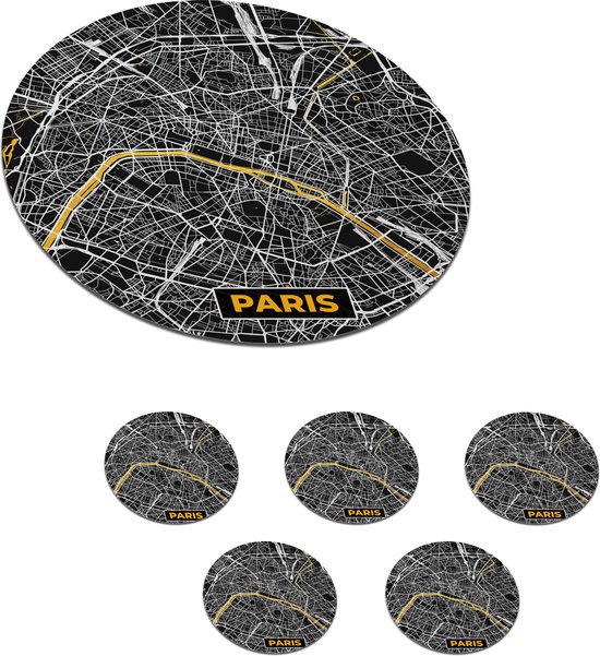 Onderzetters voor glazen - Rond - Frankrijk – Paris - Kaart ...