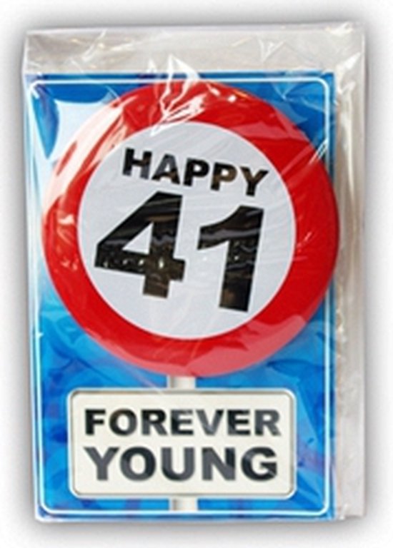 Carte de joyeux anniversaire avec bouton 41 ans | bol