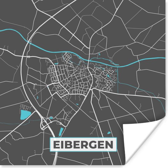 Poster Eibergen - Plattegrond - Kaart - Stadskaart - 100x100 cm XXL | bol