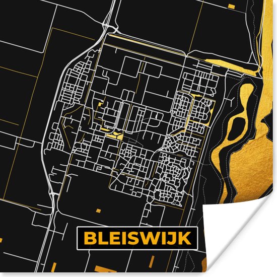 Poster Bleiswijk - Plattegrond - Kaart - Goud - Stadskaart - 50x50 cm | bol