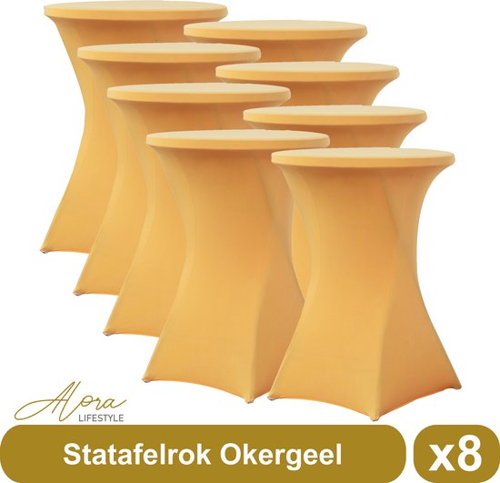 Statafelrok okergeel 80 cm - per 6 - partytafel - Alora tafelrok voor statafel -... | bol.com