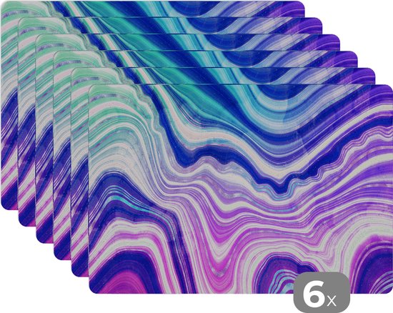 Placemat - Placemats kunststof - 45x30 cm - Neon - Agaat - Geode ...