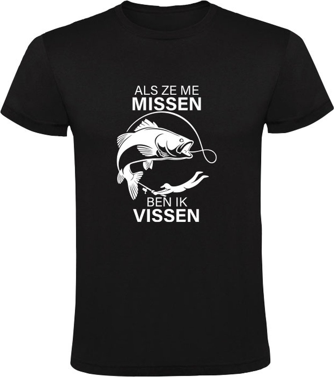 Als ze me missen ben ik vissen Kinder T-shirt 152 | grappig | kado ...
