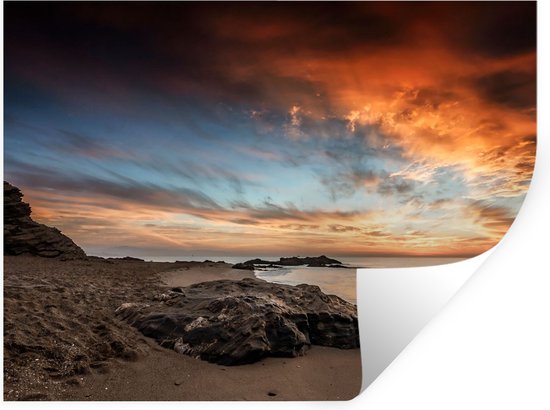 Muurstickers - Strand - Stenen - Avond - Lucht - Natuur - 160x120 cm ...