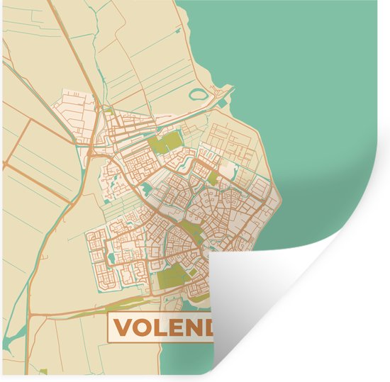 Muurstickers - Kaart - Volendam - Plattegrond - Stadskaart - 100x100 cm ...