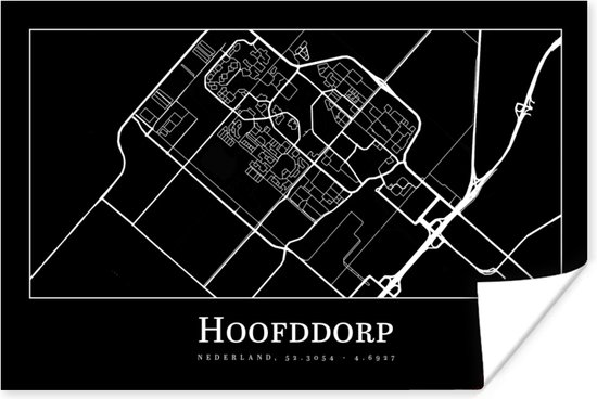 Poster Plattegrond - Hoofddorp - Kaart - Stadskaart - 30x20 cm | bol.com