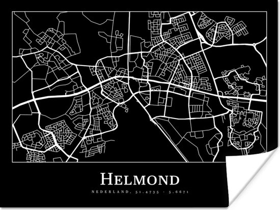 Poster Plattegrond - Helmond - Kaart - Stadskaart - 80x60 cm | bol.com