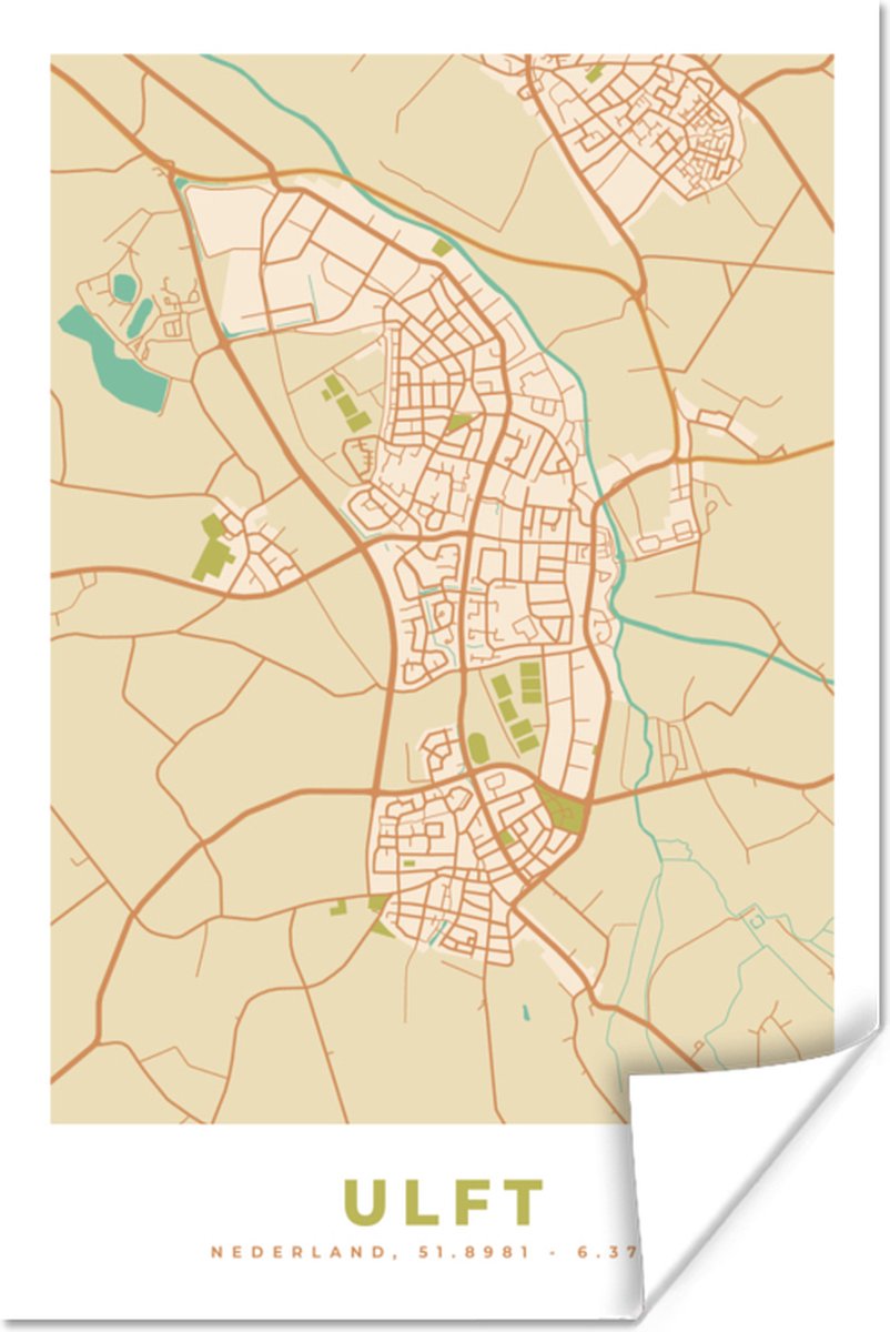 Poster Ulft - Kaart - Vintage - Plattegrond - Stadskaart - 60x90 cm ...
