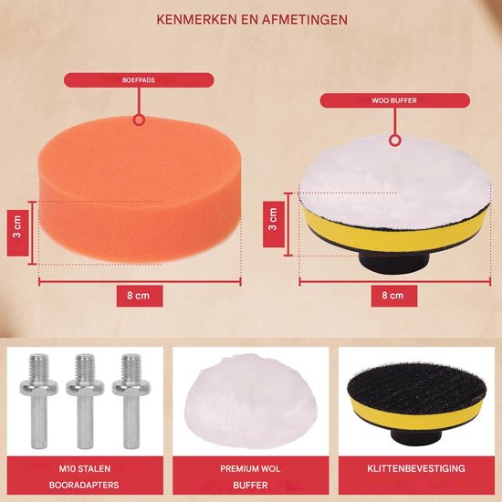 Auto Polijstpad Set - Polijst Pads voor Boormachine M10 - Verwijdert ...