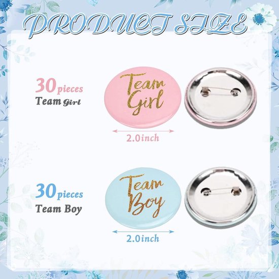 Inovra - Gender Reveal Button Pins Team Boy Girl - Metalen Badge Pins ...