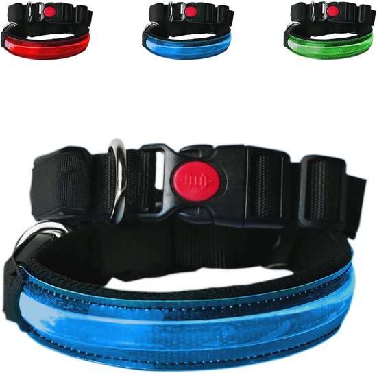 Verstelbare LED-halsband voor honden - Oplaadbaar, ademend en veilig ...